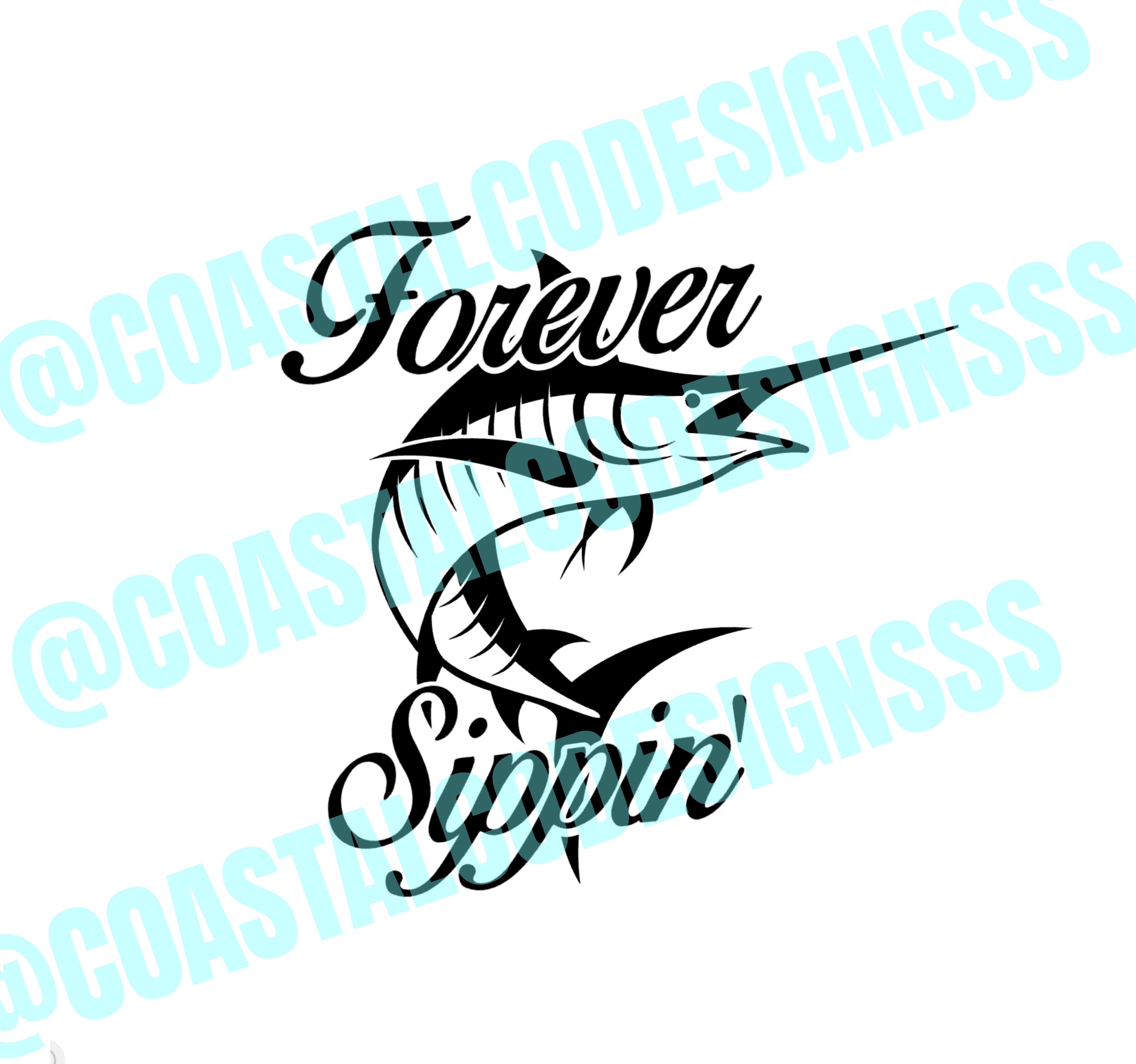 FOREVER SIPPIN' FISH DECAL – Coastal Co. Designs